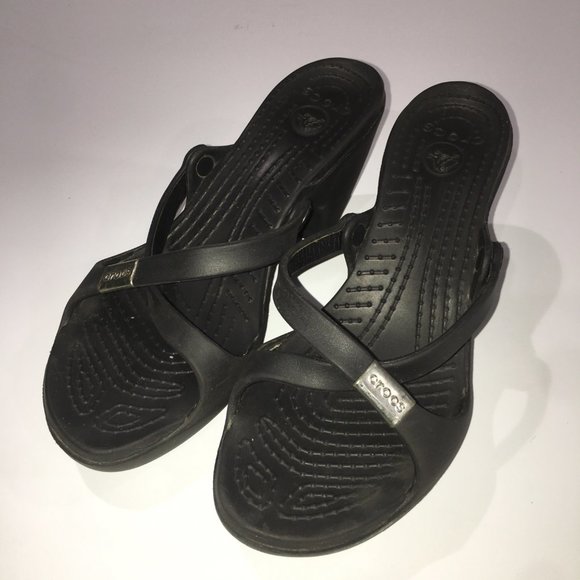 CROCS | Shoes | Crocs Chunky Heel Sandals Womens Size W | Poshmark